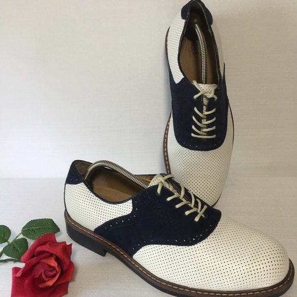 Bass | Shoes | Bass Saddle Golf Shoes Nonmarking Blue Suede White 1d ...